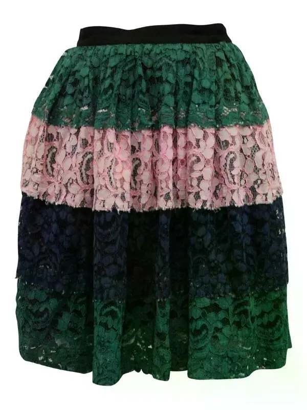 MSGM Striped Lace Mini Skirt - Green