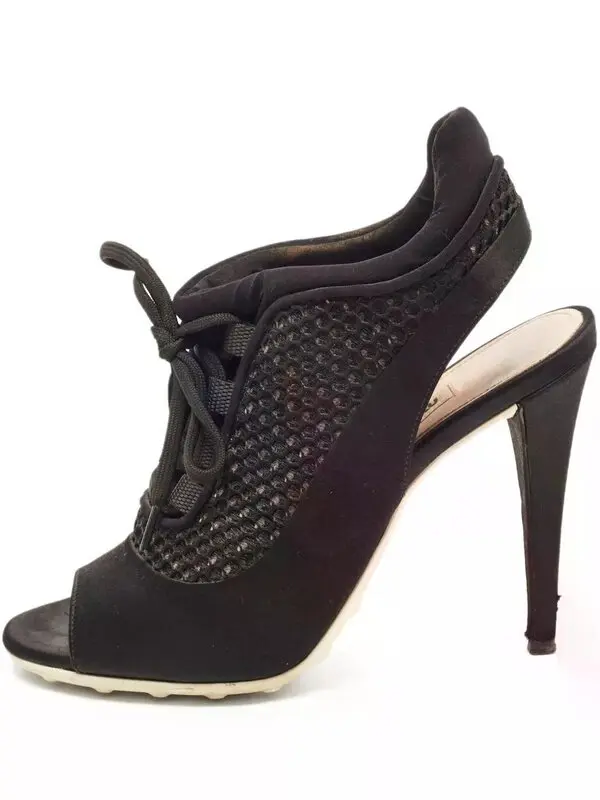 Miu Miu 105mm Open-toe Mesh & Lace-up Heeled Sandals