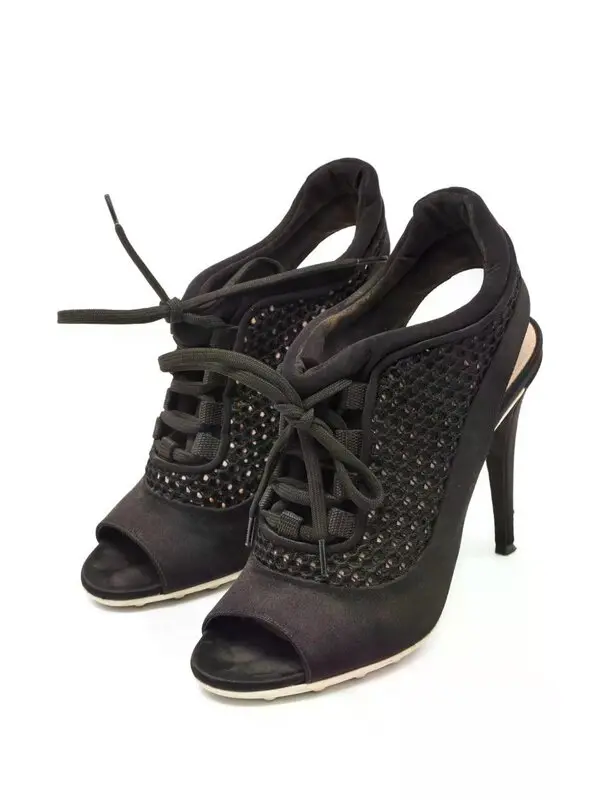 Miu Miu 105mm Open-toe Mesh & Lace-up Heeled Sandals