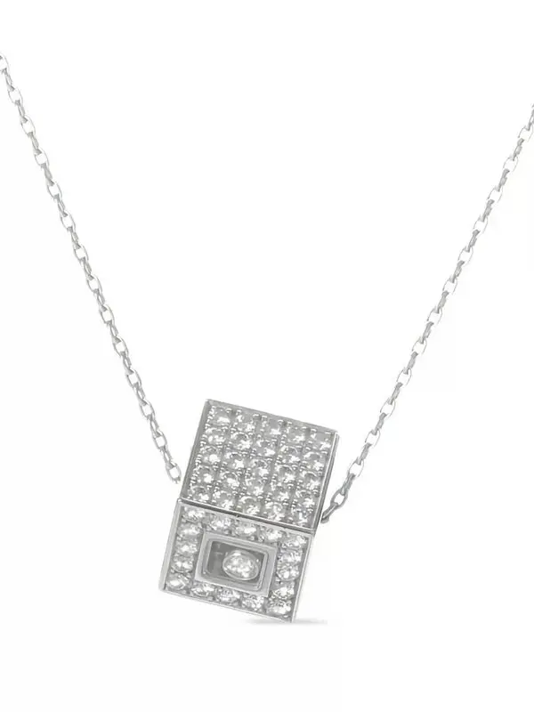 Chopard 18k White Gold Happy Diamonds Necklace With Pavé-set Diamonds - Silver