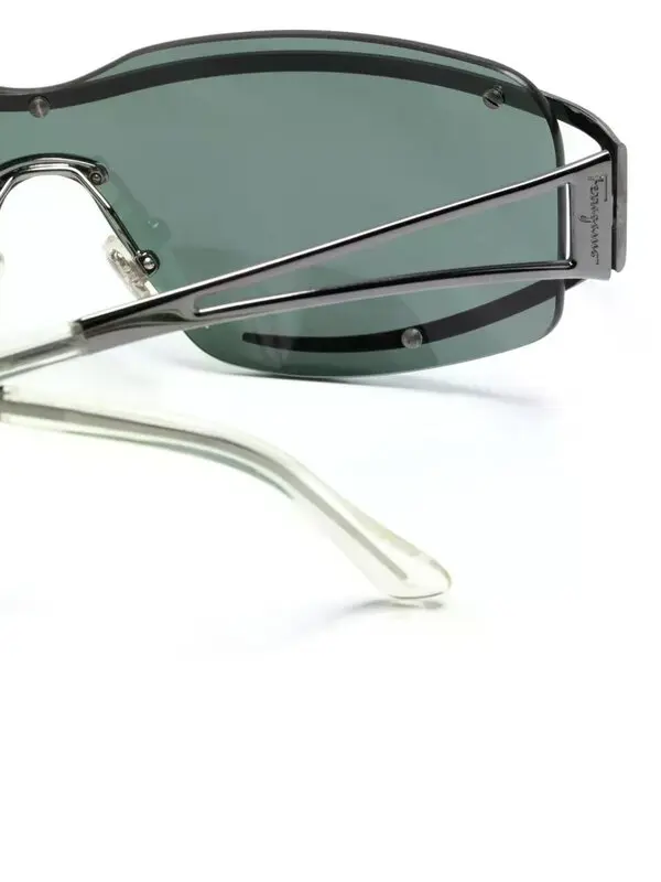 FERRAGAMO Crystal-embellished Shield-frame Sunglasses