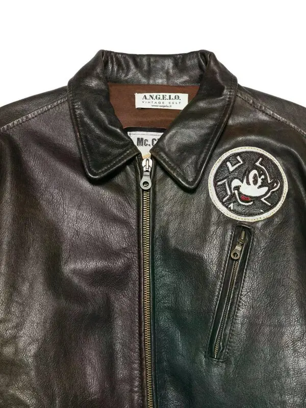 A.N.G.E.L.O. VINTAGE CULT 1990s Leather Bomber Jacket With Graphic Embellishments