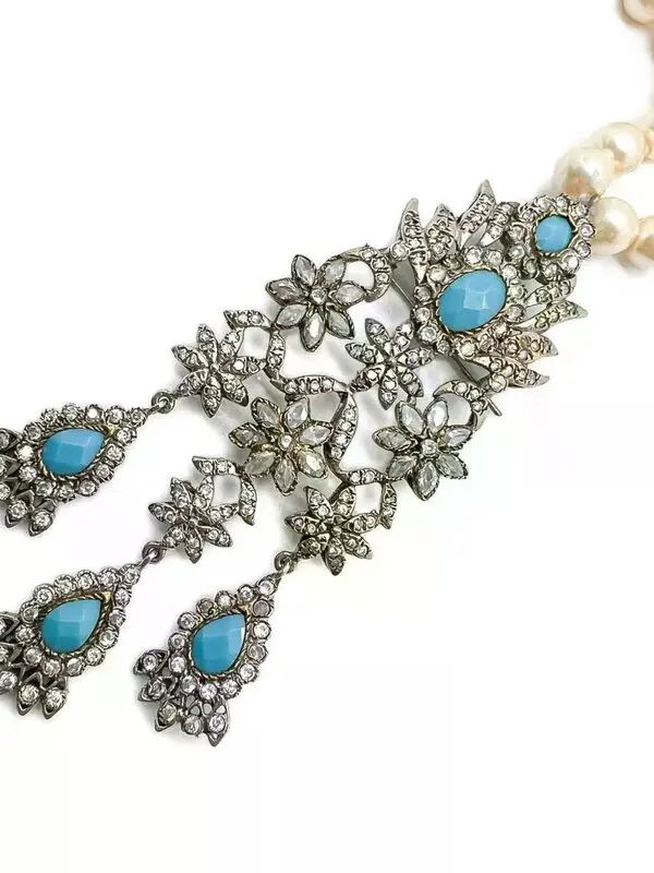 JENNIFER GIBSON JEWELLERY Tone Pearl And Turquoise Floral Pendant Necklace