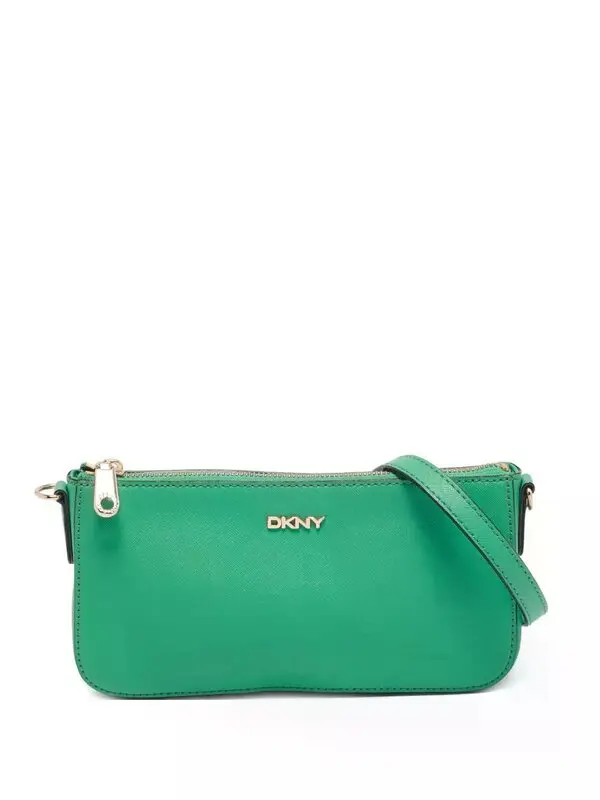 Dkny Leather Shoulder Bag With Gold-tone Hardware - Green