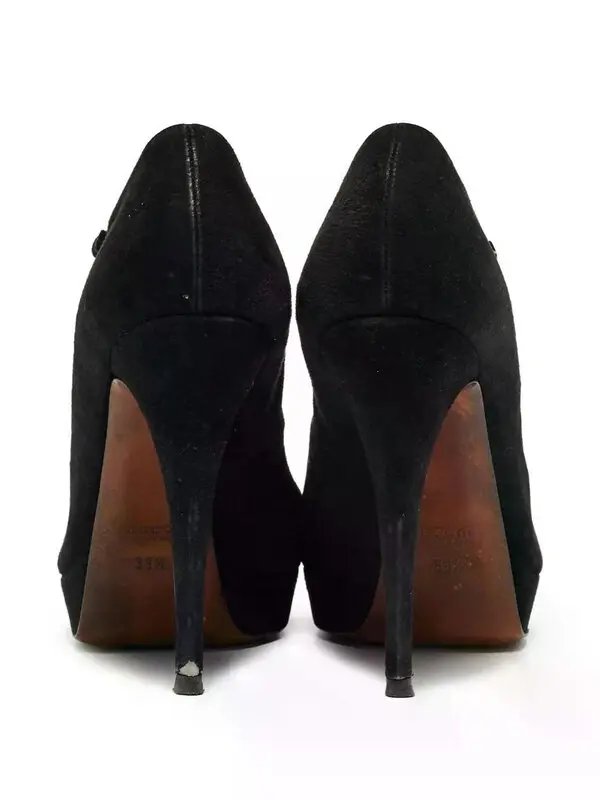 Gucci 135mm Suede T-strap Platform Pumps - Black