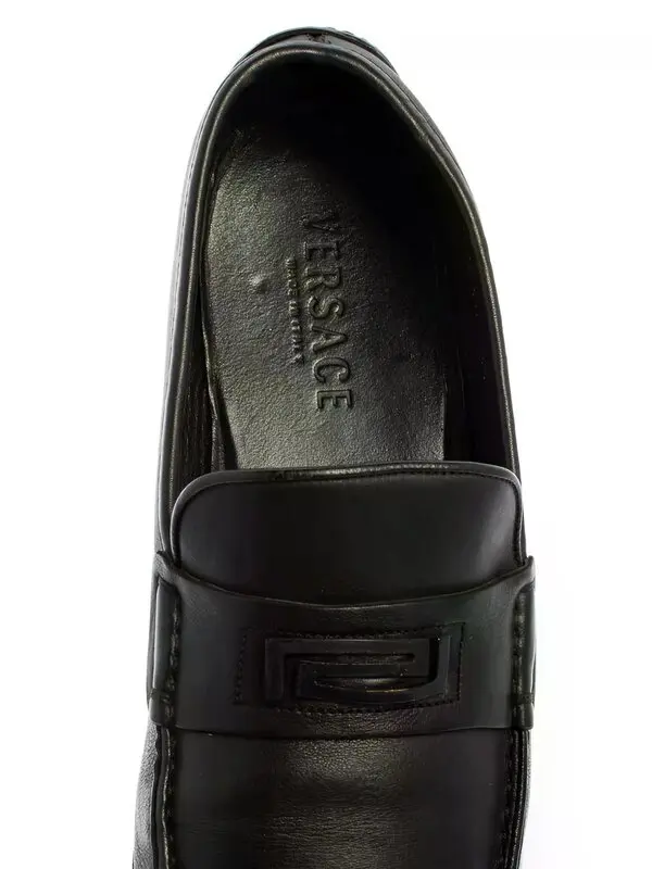 Versace Calf Leather Greca Detail Loafers