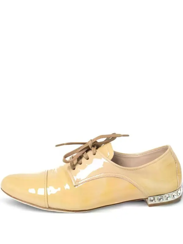 Miu Miu Crystal-embellished Derby Shoes - Neutrals