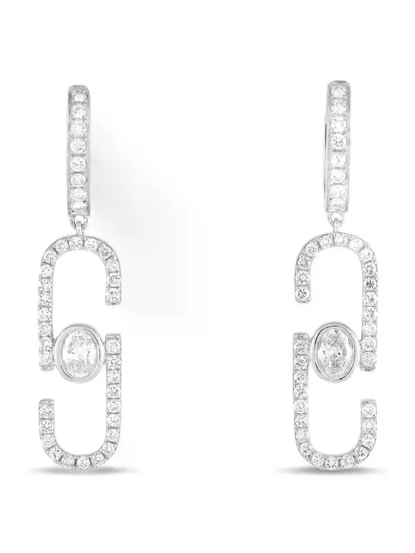 LB EXCLUSIVE 18k White Gold Diamond Drop Earrings - Silver