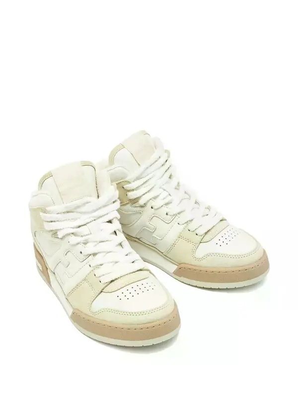 Fendi Off-white Leather And Suede Panelled High Top Sneakers