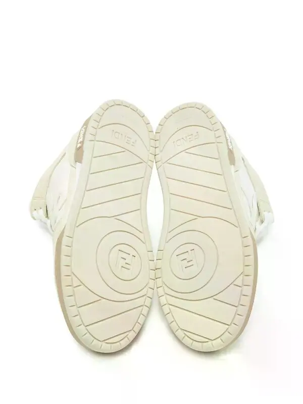 Fendi Off-white Leather And Suede Panelled High Top Sneakers