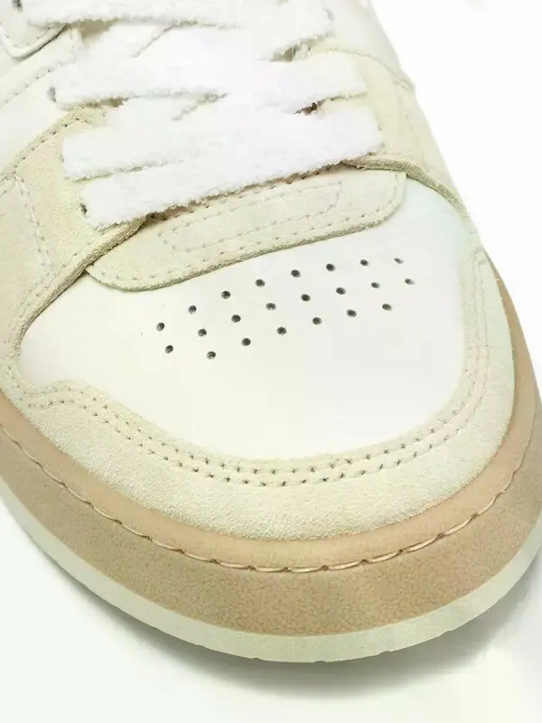 Fendi Off-white Leather And Suede Panelled High Top Sneakers