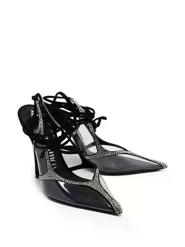 Attico 120mm Crystal Embellished Lace-up Pumps