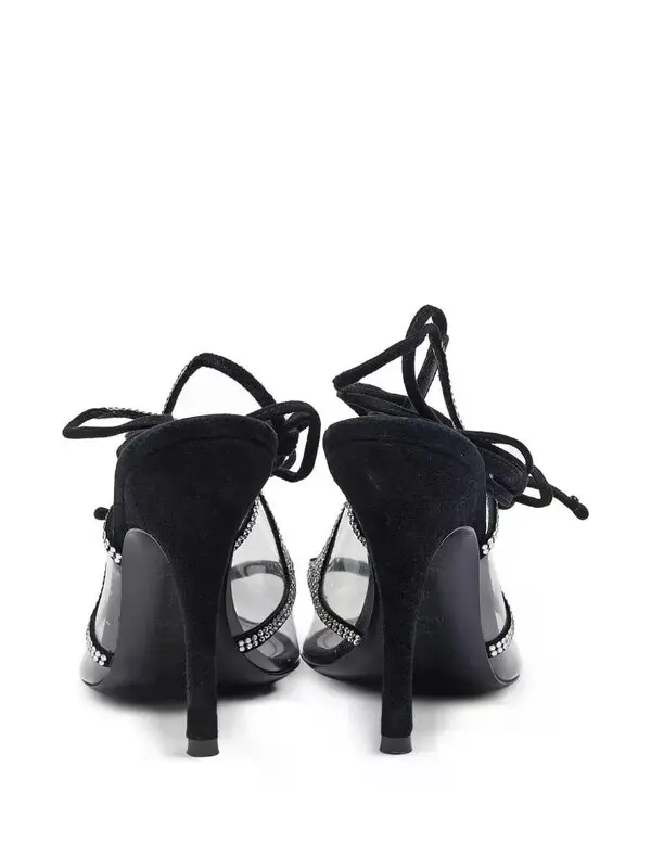 Attico 120mm Crystal Embellished Lace-up Pumps