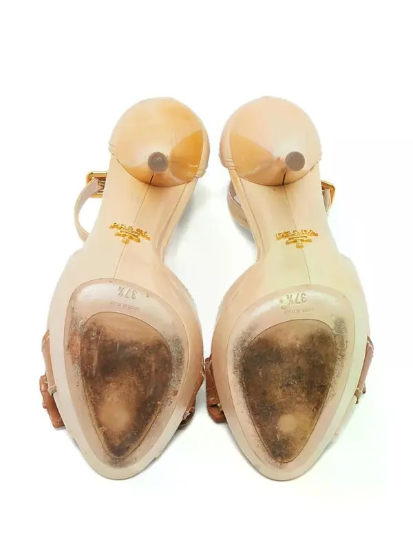 Prada Patent Leather Bow Heeled Sandals