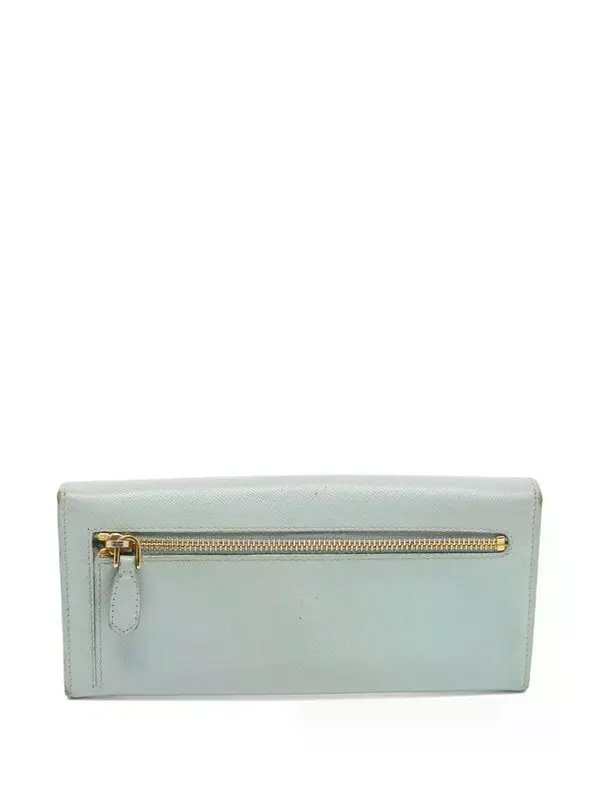 Prada Leather Logo Wallet - Blue