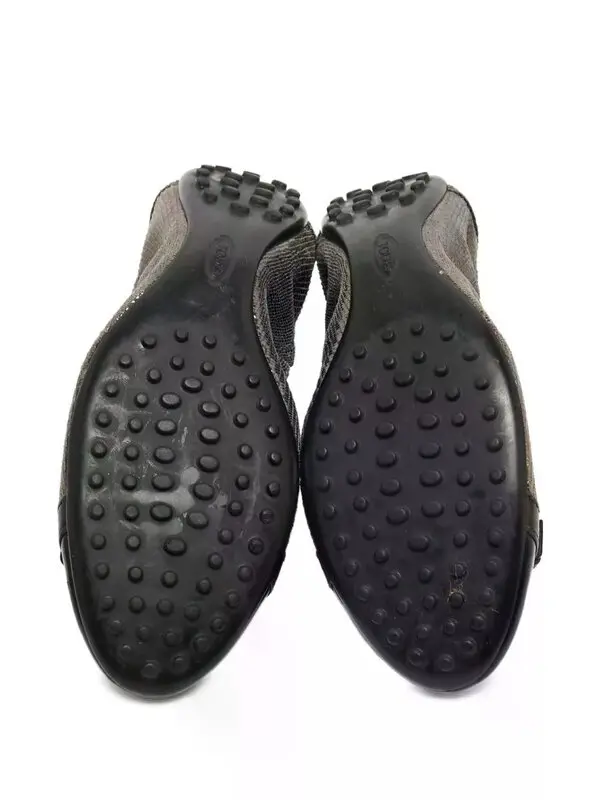 TOD'S Metallic-effect Leather Ballet Flats