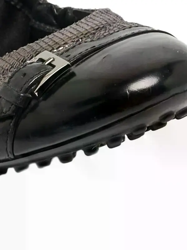 TOD'S Metallic-effect Leather Ballet Flats