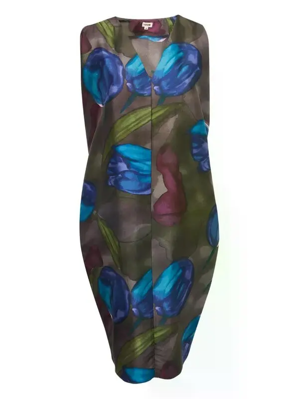 Kenzo Tulip-print V-neck Mini Dress