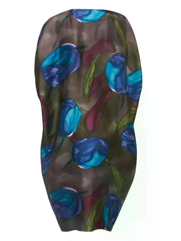 Kenzo Tulip-print V-neck Mini Dress