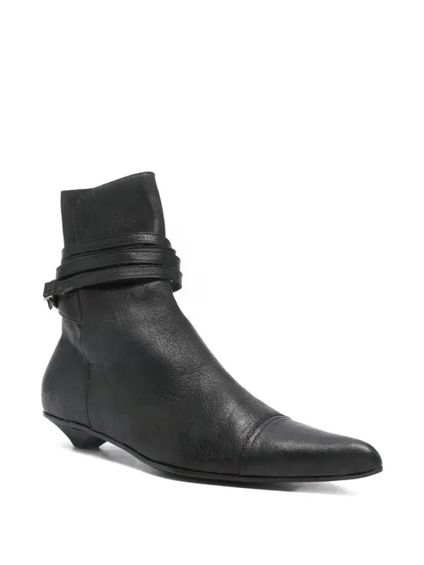 ROMEO GIGLI 1990s Leather Pointed Toe Ankle Boots