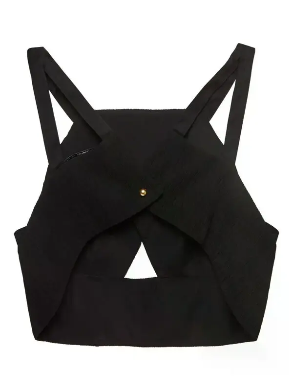 Roland Mouret Pleated Crisscross Top - Black