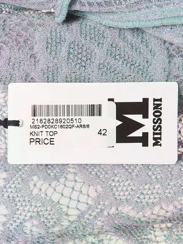 Missoni V-neck Short Sleeve Top With Lace Embroidery - Blue