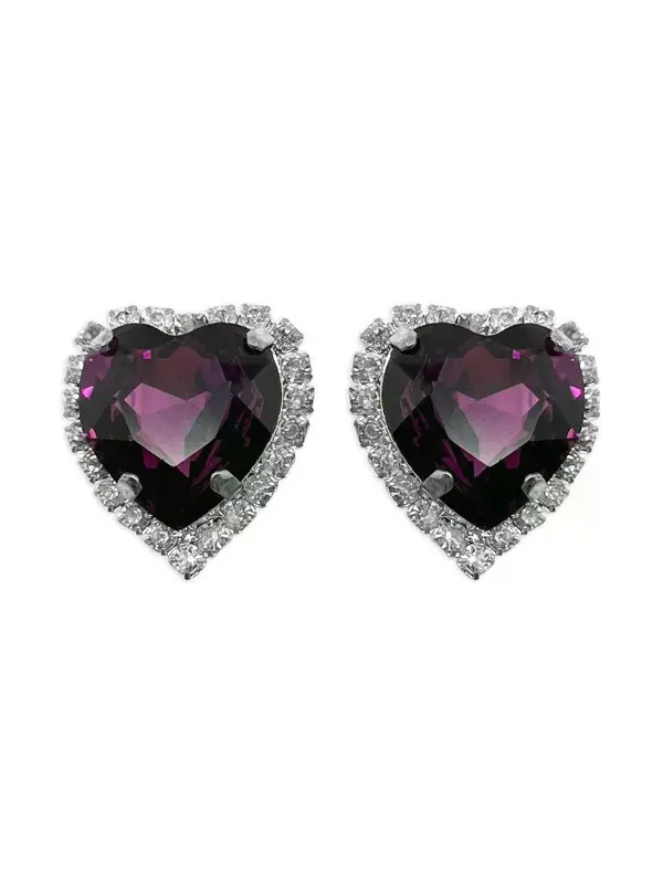 JENNIFER GIBSON JEWELLERY 1980s Amethyst Heart Earrings - Silver