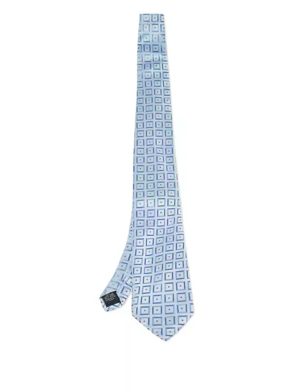 Brioni Silk Geometric Pattern Neck Tie - Blue