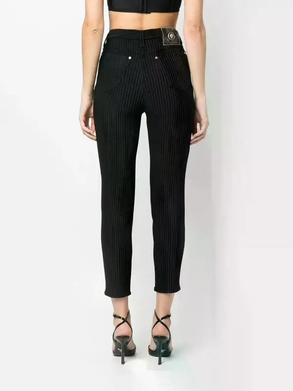 Versace 2000s Pinstripe Skinny-cut Cropped Trousers