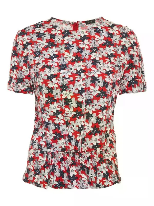 JOSEPH Floral-print Short-sleeve Blouse
