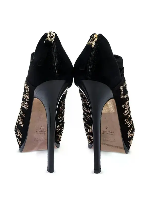 Fendi 140mm Leather Heeled Pumps With Crystal Embellishment