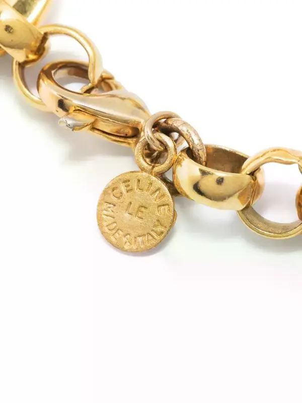Celine Vintage Tone Circle Charm Chain Bracelet - Gold