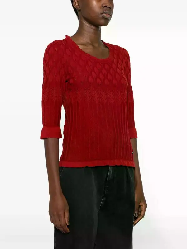FERRAGAMO 2000s Pointelle Knit Wool Top