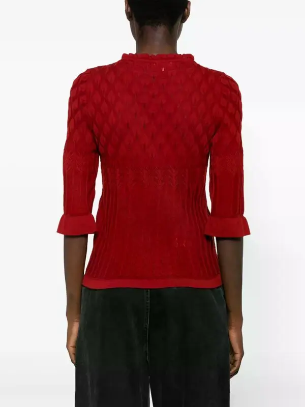FERRAGAMO 2000s Pointelle Knit Wool Top