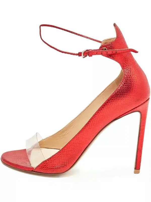 FRANCESCO RUSSO Leather Ankle Strap Pumps - Red