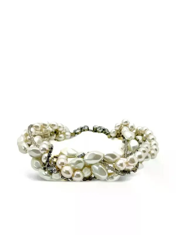 JENNIFER GIBSON JEWELLERY 1990s Pearl And Crystal Multi-strand Necklace - White