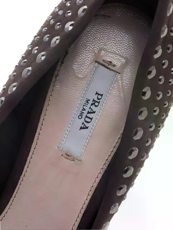 Prada 115mm Studded Suede Block Heel Pumps