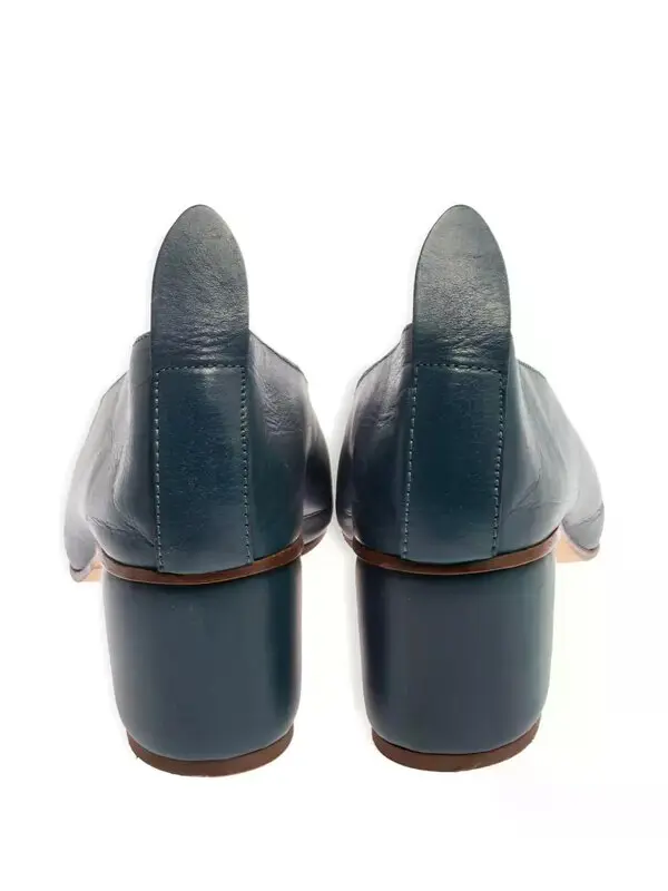 JOSEPH Teal Leather Block Heel Pumps