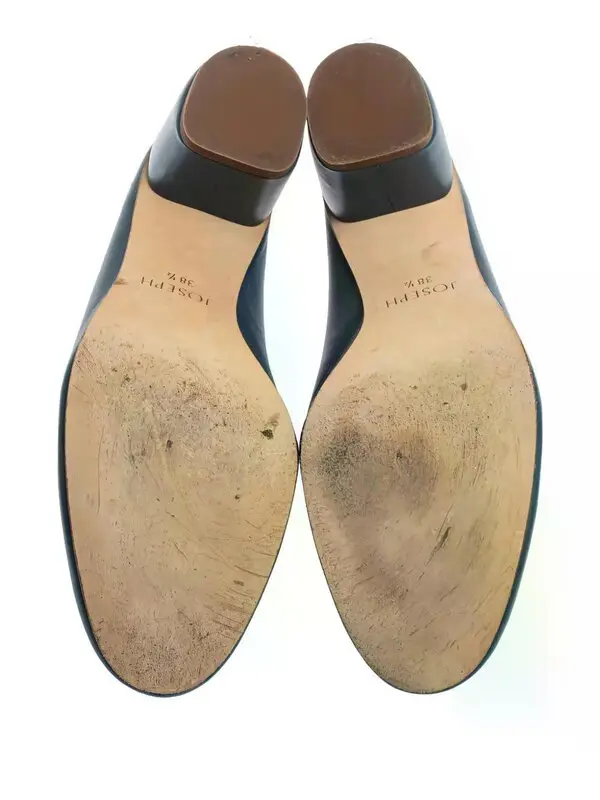 JOSEPH Teal Leather Block Heel Pumps