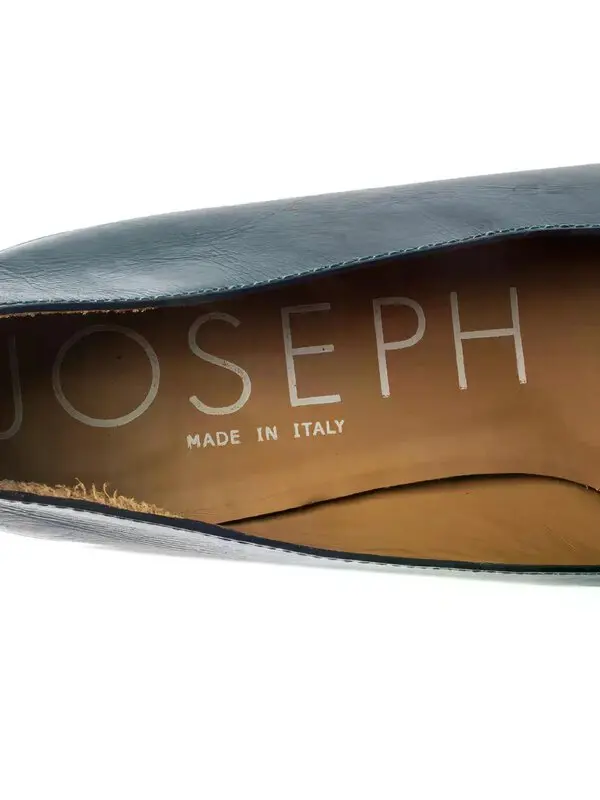 JOSEPH Teal Leather Block Heel Pumps