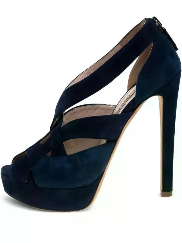 Miu Miu 130mm Suede Platform Sandals - Blue
