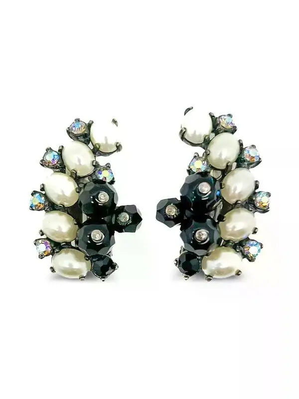 Schiaparelli Pearl And Crystal Embellished Earrings - Neutrals