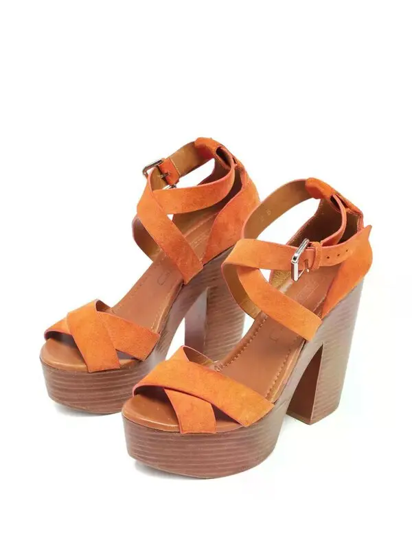 Ralph Lauren Alannah Suede Platform Sandals - Orange