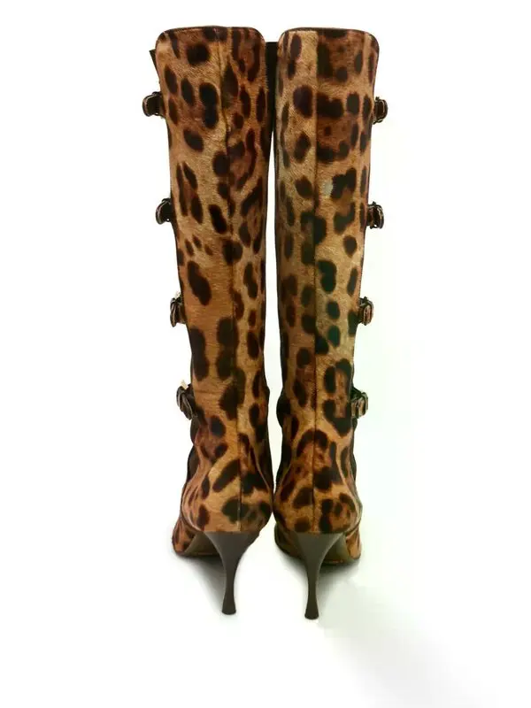 Dolce & Gabbana Knee-high Leopard Print Stiletto Boots