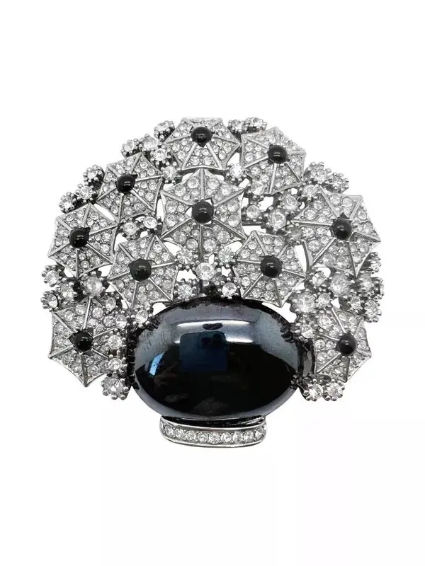 JENNIFER GIBSON JEWELLERY 1990s Cristobal Giardinetti -tone Crystal Brooch - Silver