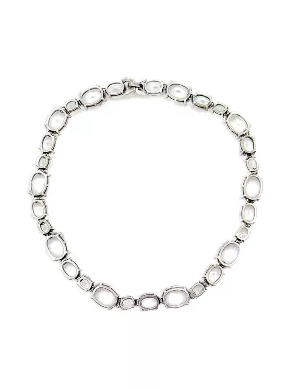 JENNIFER GIBSON JEWELLERY 1980s Oval-cut Crystal Rivière Necklace - Silver
