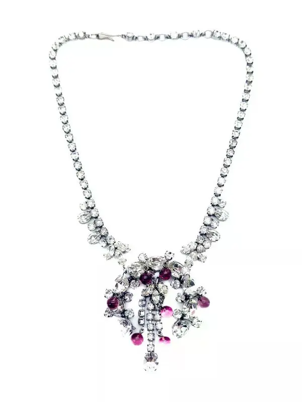 JENNIFER GIBSON JEWELLERY 1950s Crystal And Rhodium-plated Necklace - Silver