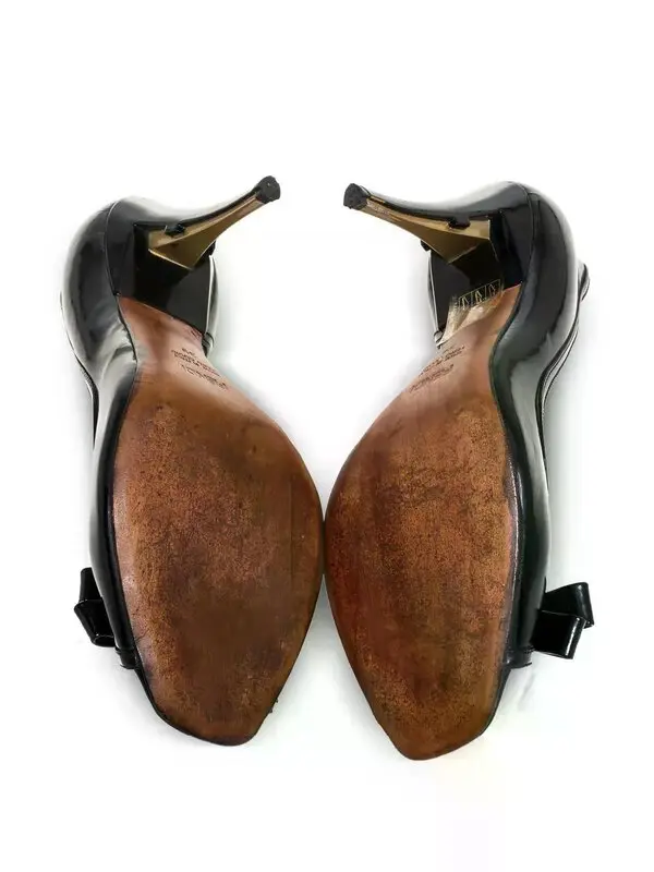 Fendi Patent Leather Bow Detail Peep Toe Pumps