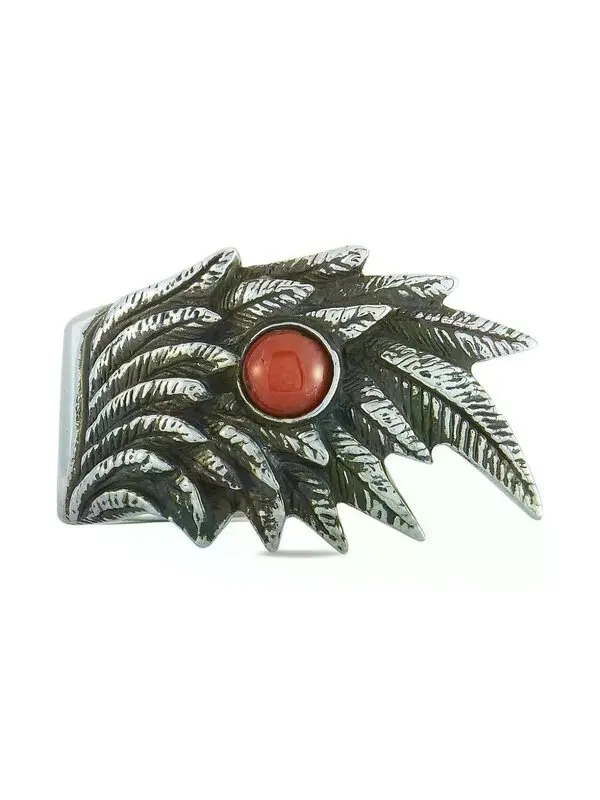 KING BABY STUDIO Sterling Raven Wing Ring With Gemstone - Silver