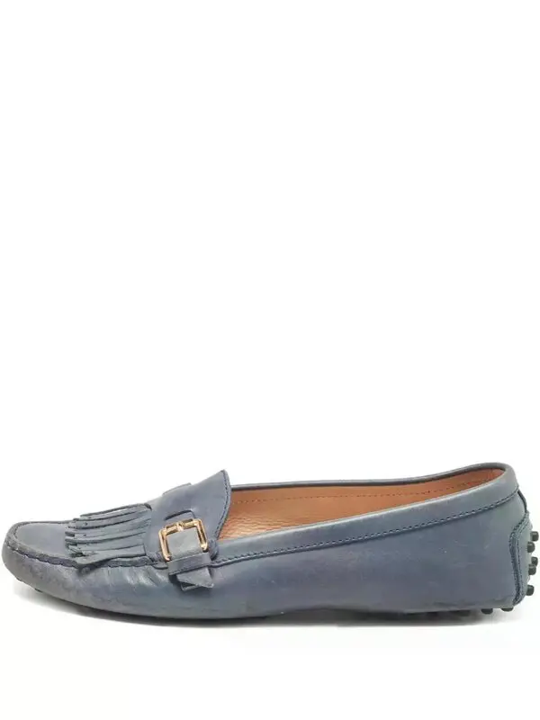 TOD'S Leather Loafers With Fringe And Buckle Detail